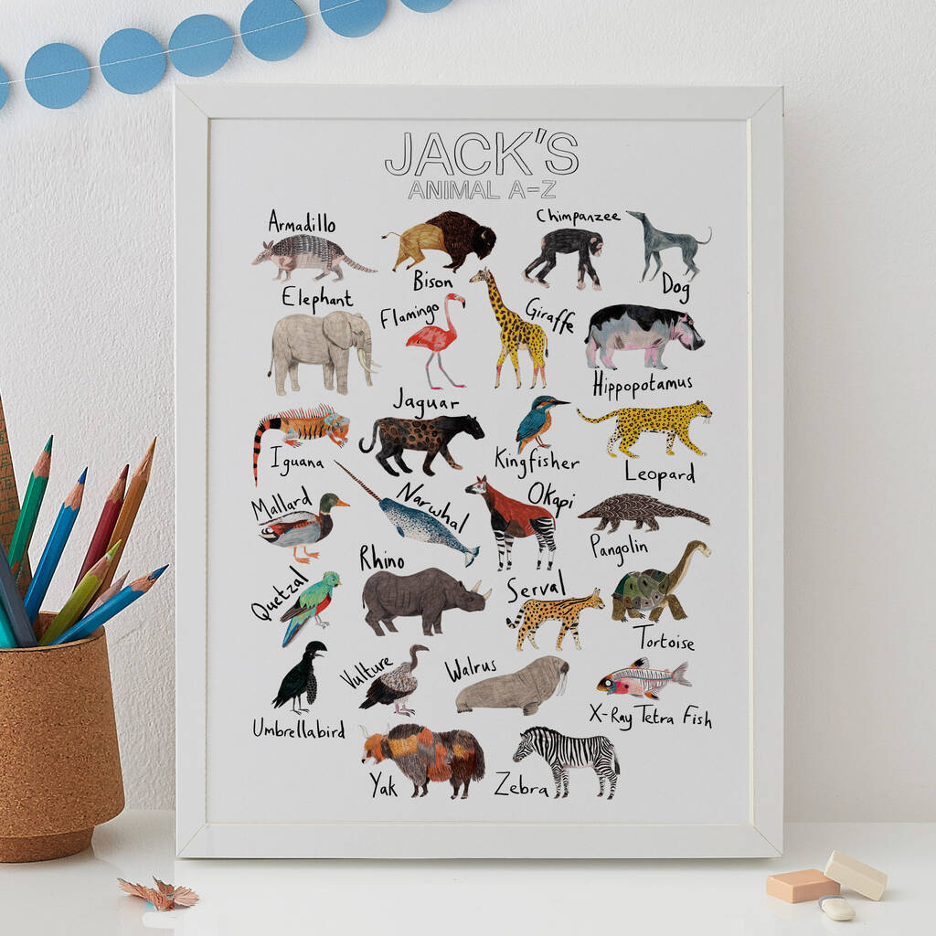 Personalised Animal Alphabet Print By James Barker | notonthehighstreet.com