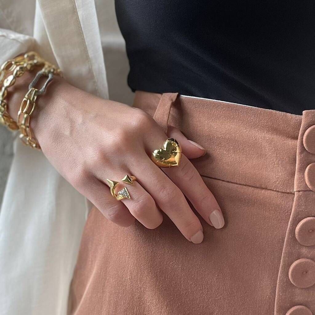 Sterling Silver Chunky Love Heart Signet Ring By Spero London ...