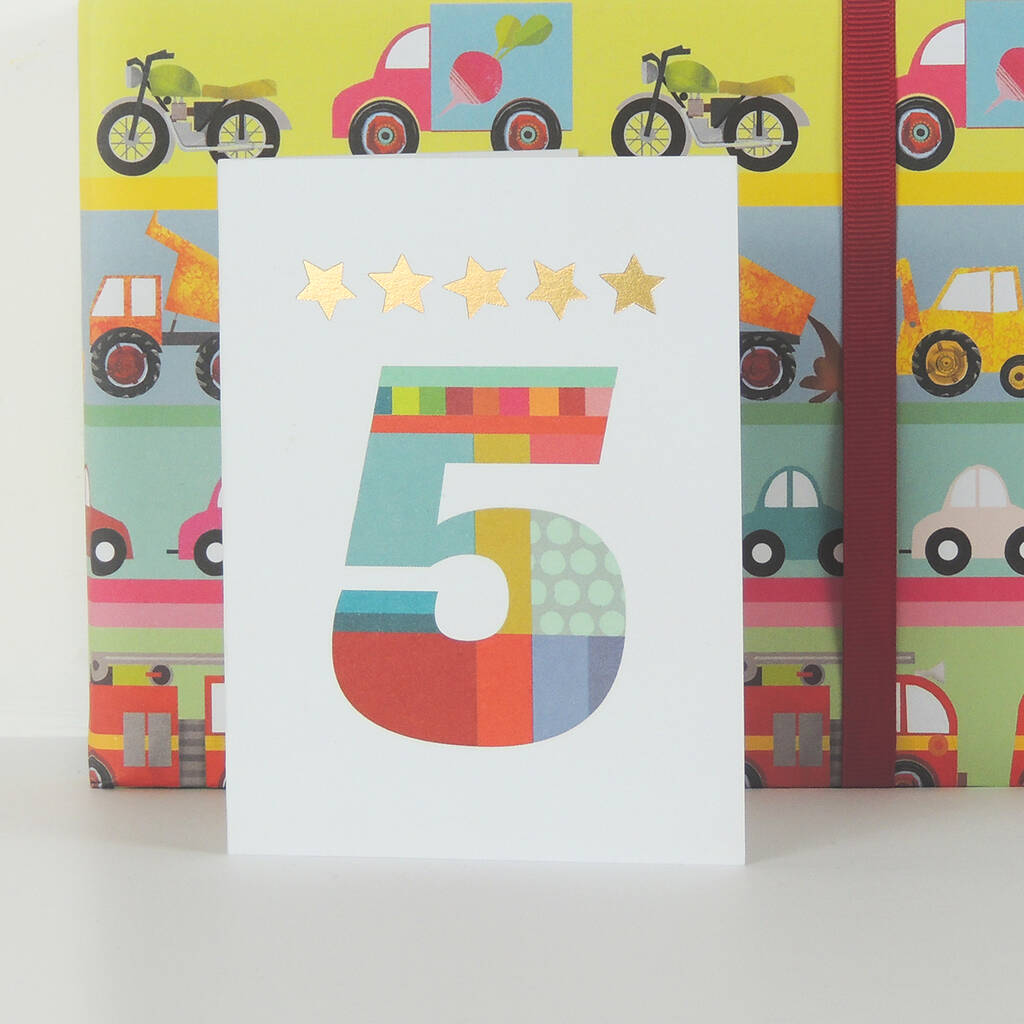 Mini Gold Star Number Five Card By Kali Stileman Publishing