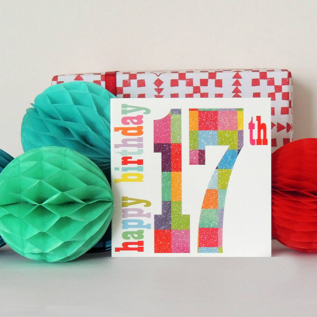 sparkly 17th birthday card by kali stileman publishing ...