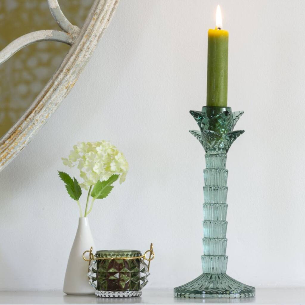 Montebello Green Glass Candlestick By Heliotique | notonthehighstreet.com