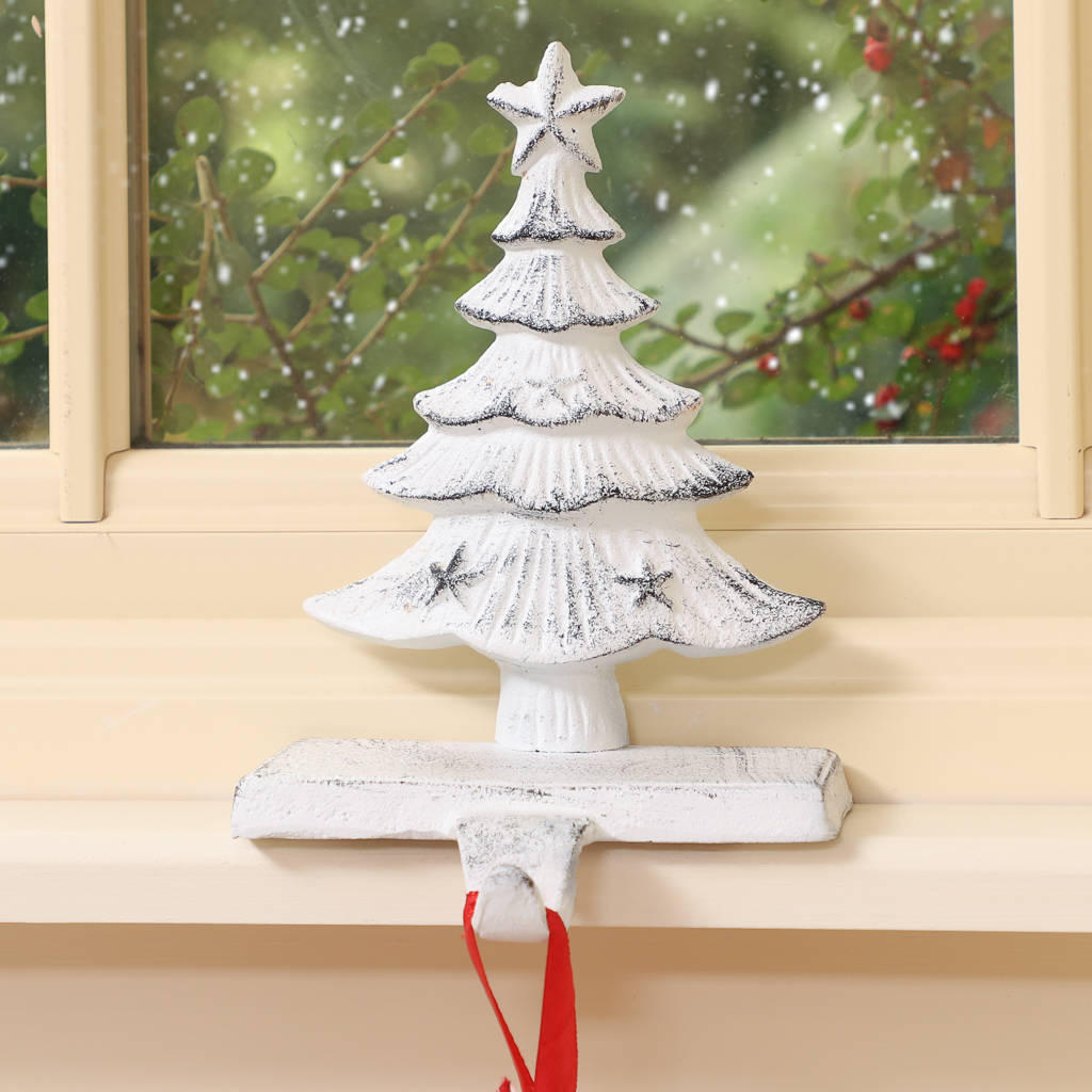 Snow Dusted White Tree Stocking Hanger By Dibor | notonthehighstreet.com