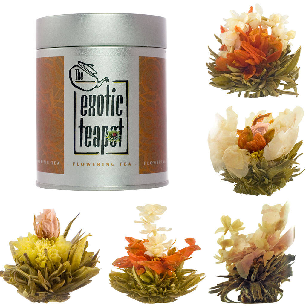 Flowering Tea Sampler Tin Five Different Blooms By The Exotic Teapot ...
