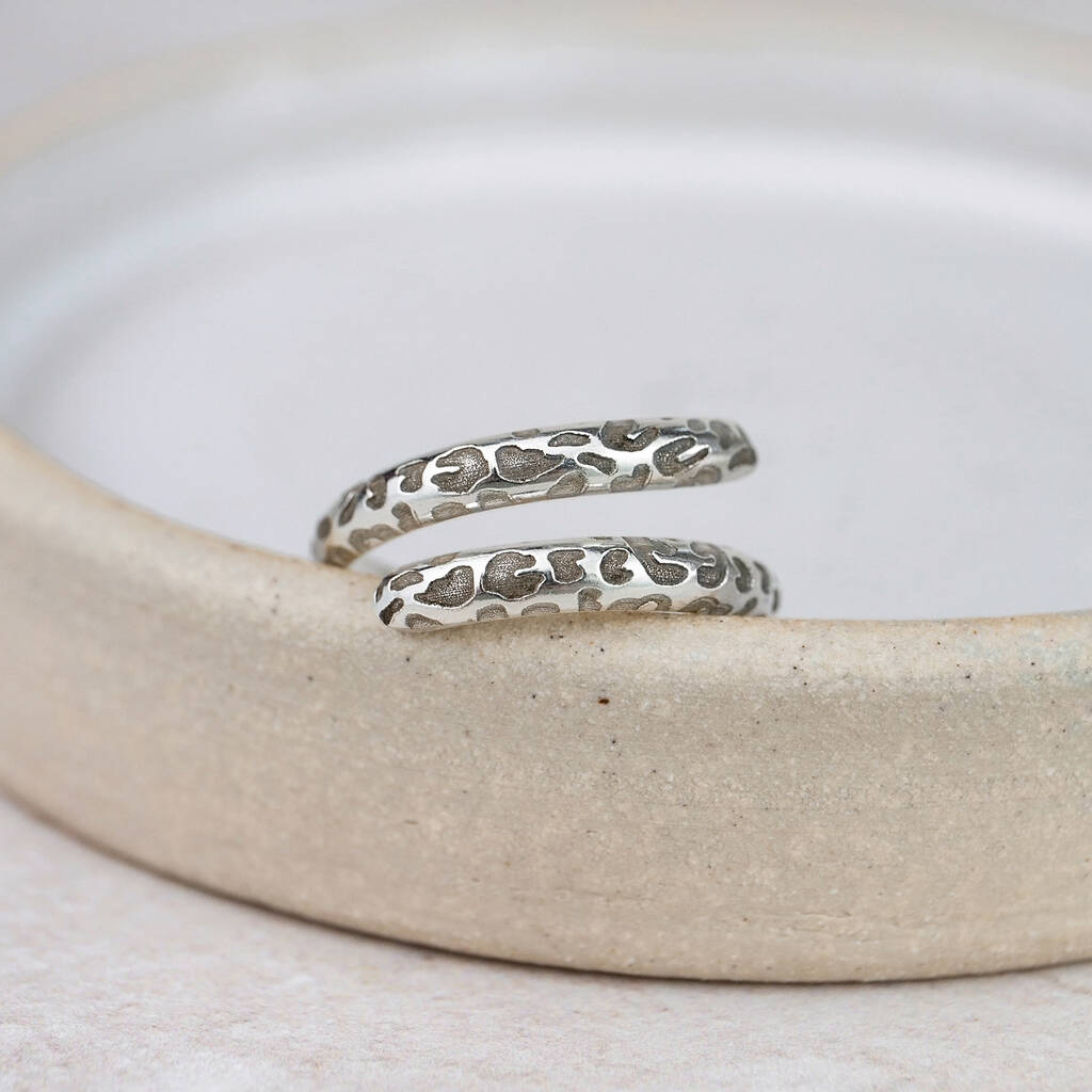 Sterling Silver Leopard Print Wrap Around Thumb Ring By Lucy Kemp ...