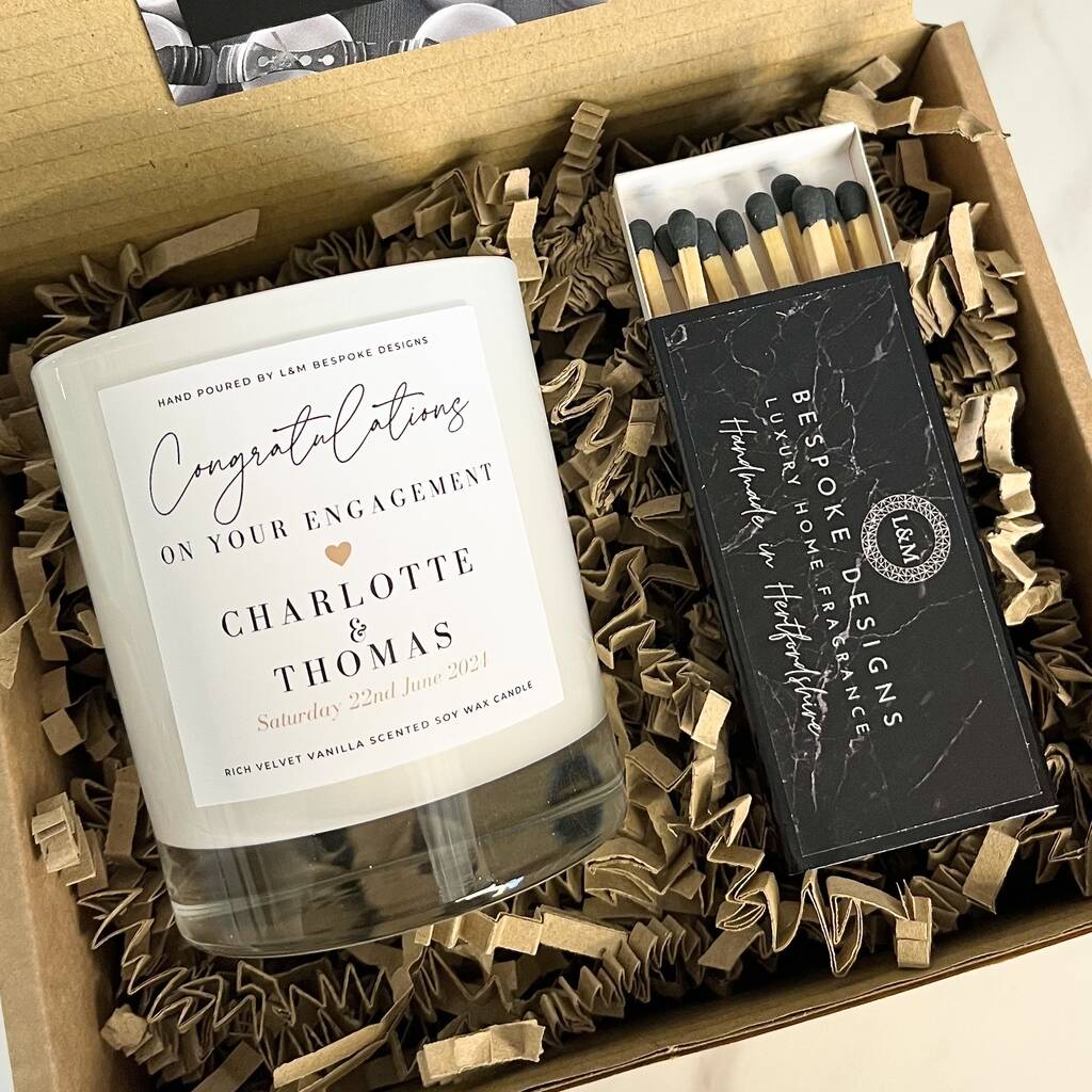 Engagement Gift Personalised Engagement Candle Gift Set By L&M Bespoke ...
