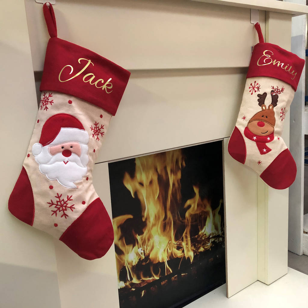 santa or reindeer personalised stocking by perfect personalised gifts ...