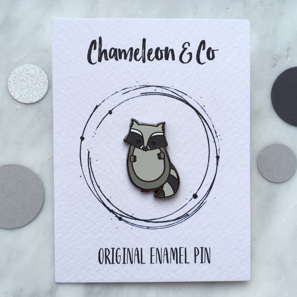raccoon enamel pin badge by chameleon wall art | notonthehighstreet.com