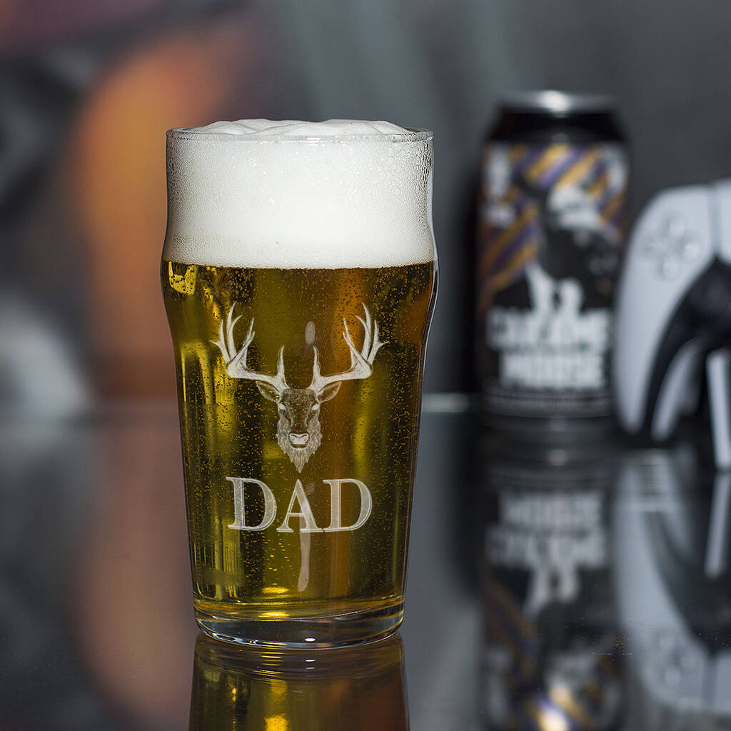 Name Stag 570ml Beer Pint Glass By Love Lumi Ltd | notonthehighstreet.com