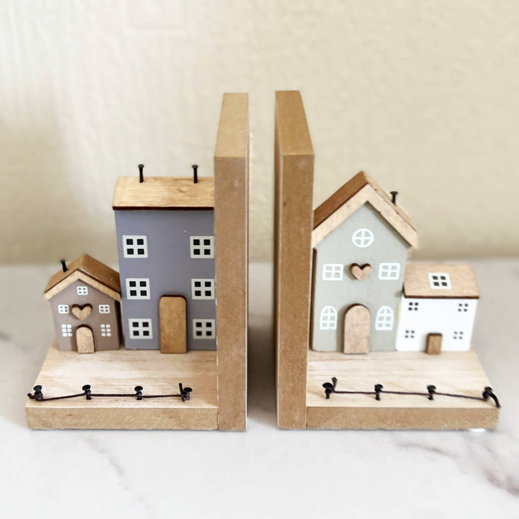 Amsterdam House Style Wooden Bookend Pair By The Happy Place ...