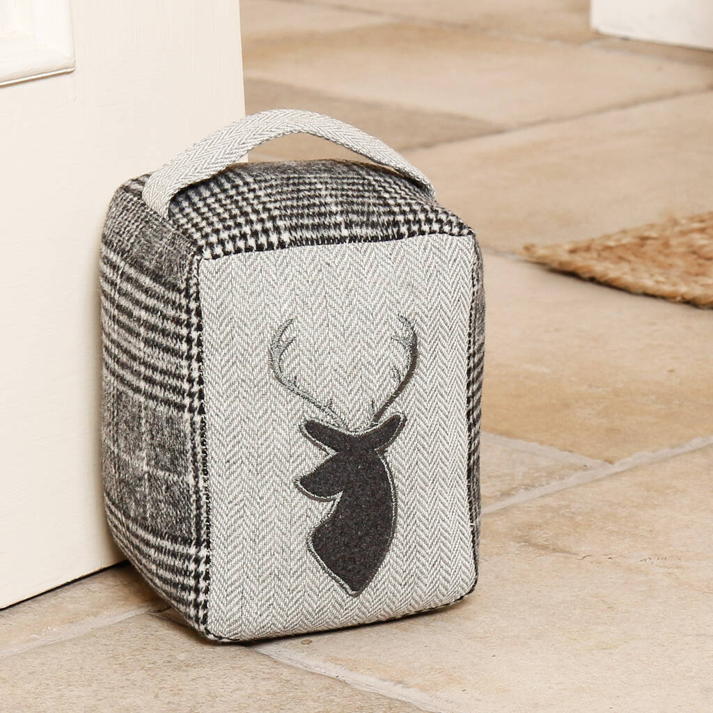 Highland Stag Grey Fabric Doorstop By Dibor | notonthehighstreet.com
