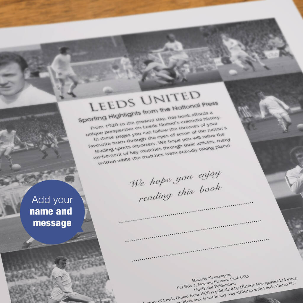 Leeds Utd Personalised Football Gift Newspaper Book By Historic ...