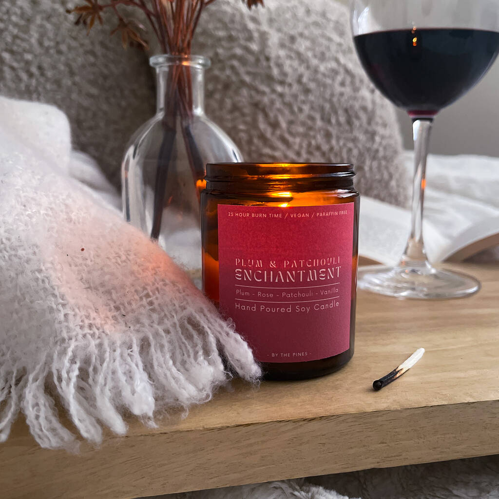 Plum And Patchouli Enchantment Valentine's Candle By By The Pines