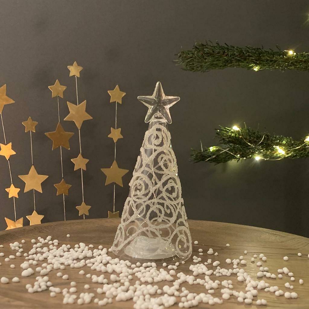 Light Up Glass Christmas Tree With Star By Nest
