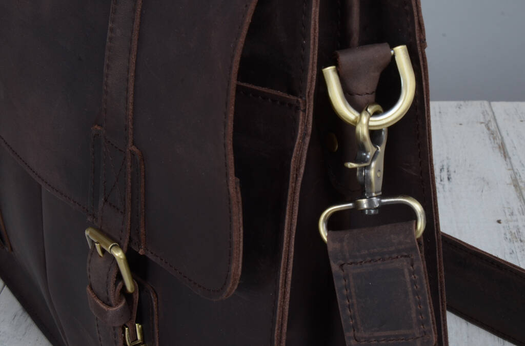 Worn Look Genuine Leather Briefcase Bag By EAZO | notonthehighstreet.com