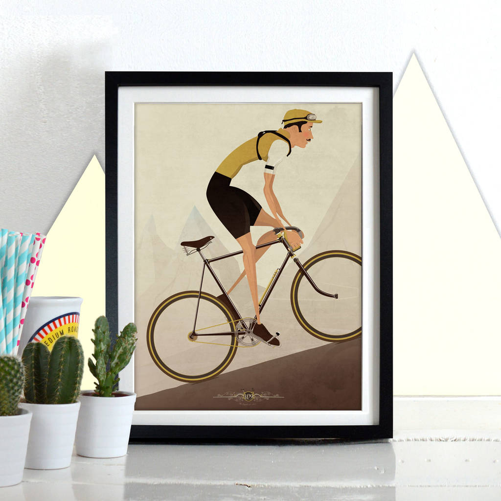 two vintage style cyclist bike poster art print set by wyatt9 ...
