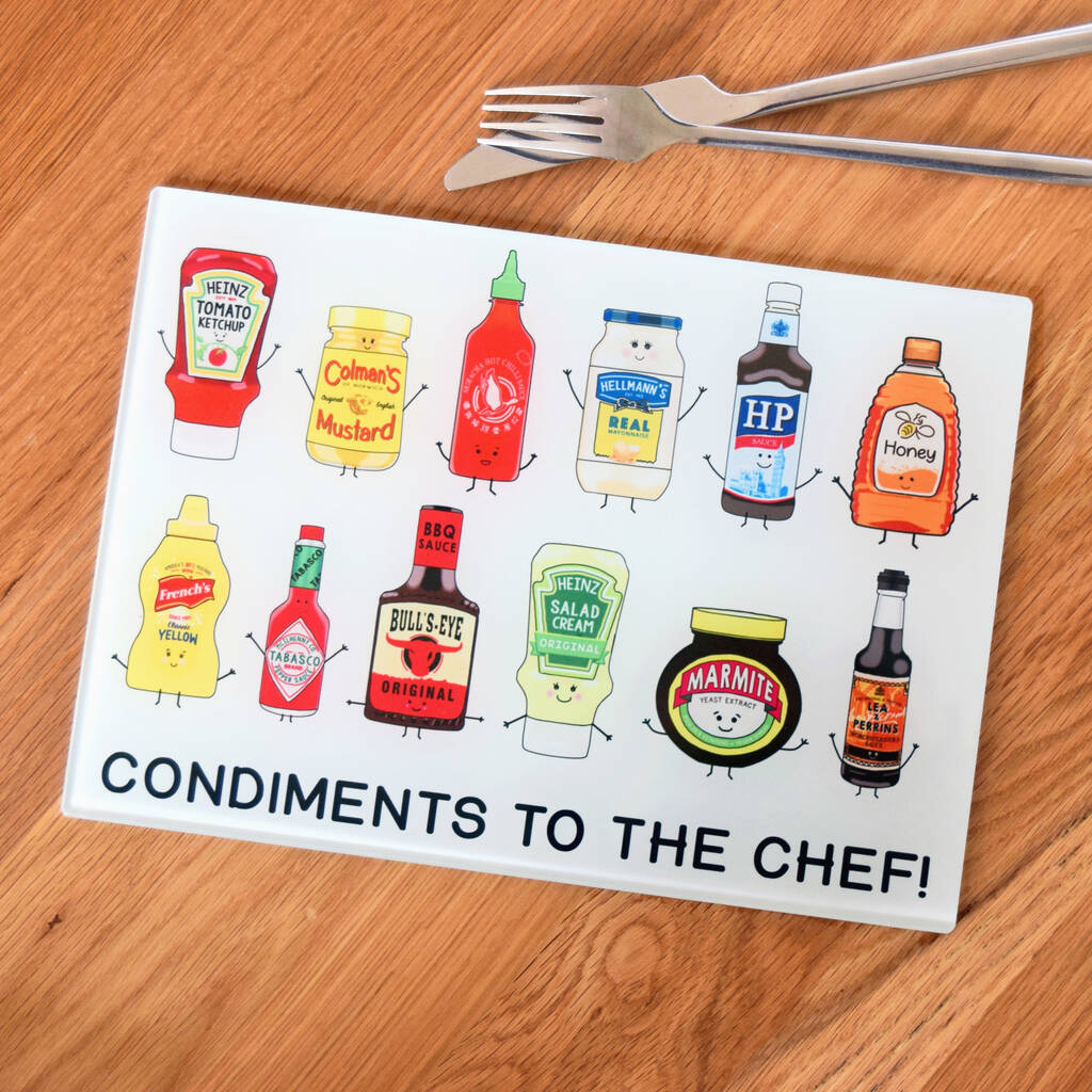 Funny Condiments Chopping Board By Of Life & Lemons