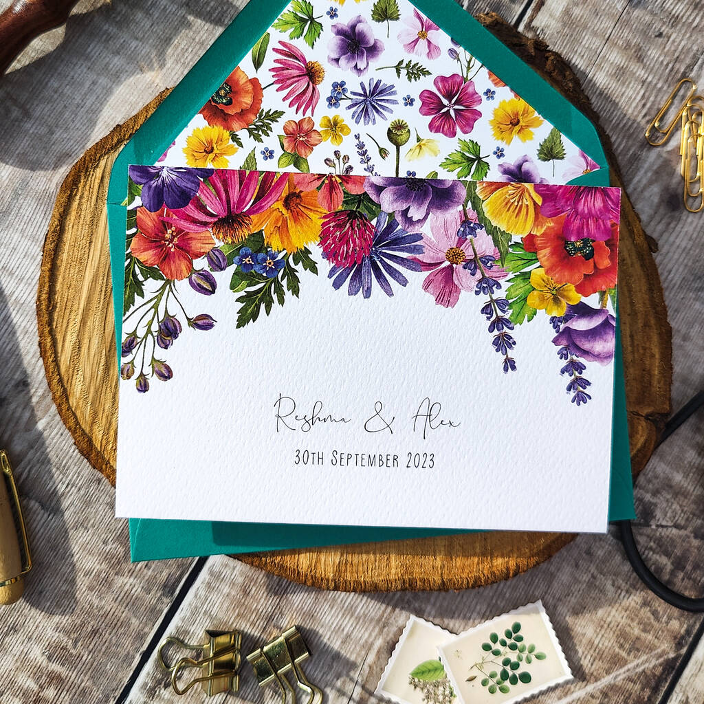 Colourful Floral Portrait Concertina Wedding Invitation By Paper Willow ...