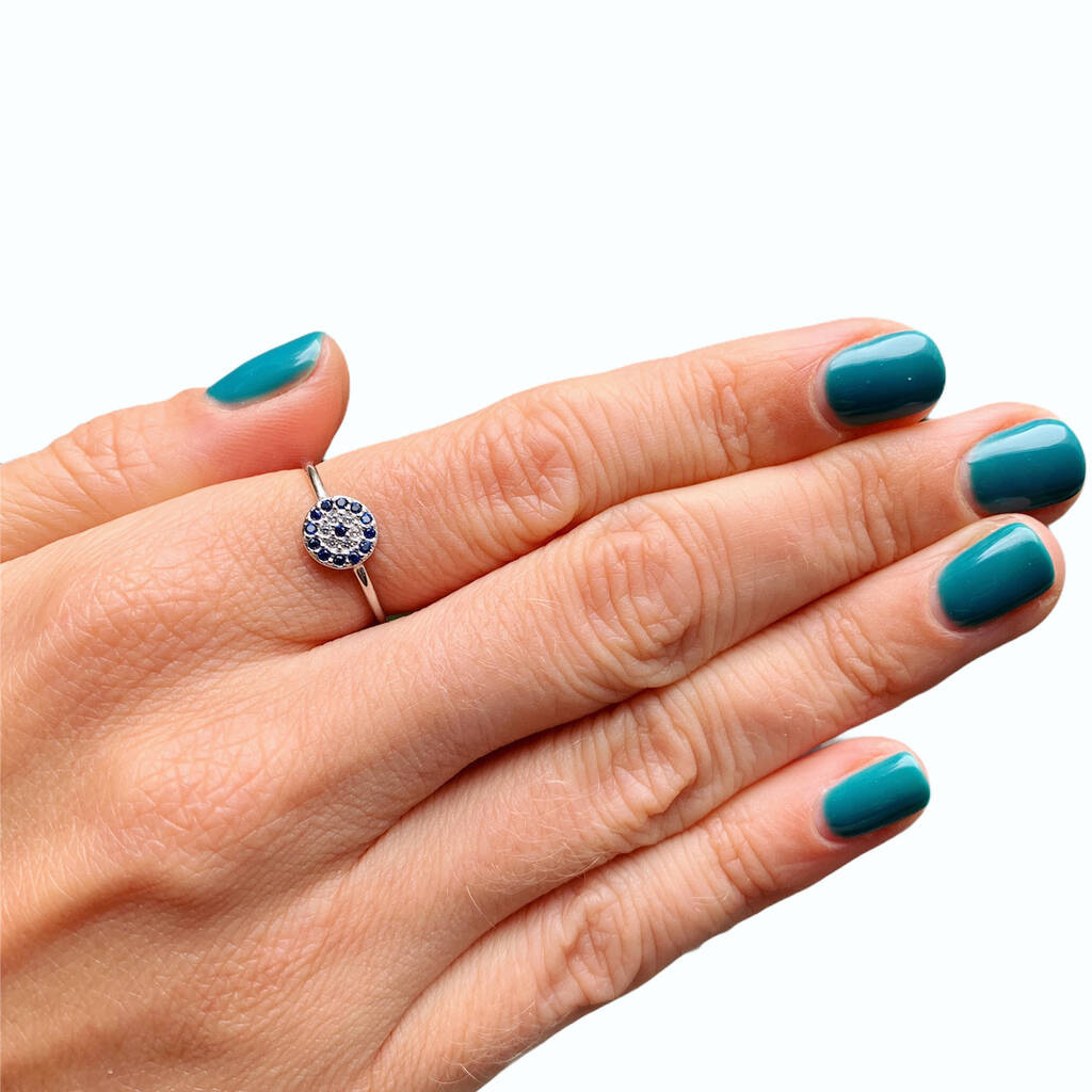 Evil Eye Band Ring Cz 925 Silver Yellow Rose Gold By Linnet Jewellery ...