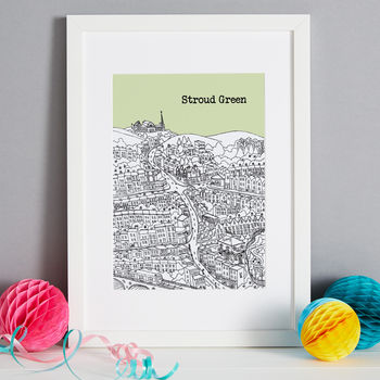 personalised stroud green print by tessa galloway illustration ...