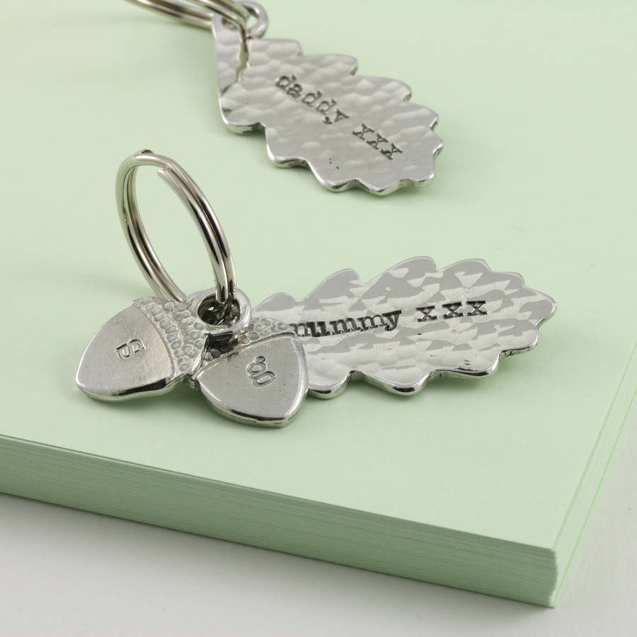oak leaf personalised pewter keyring by multiply design ...
