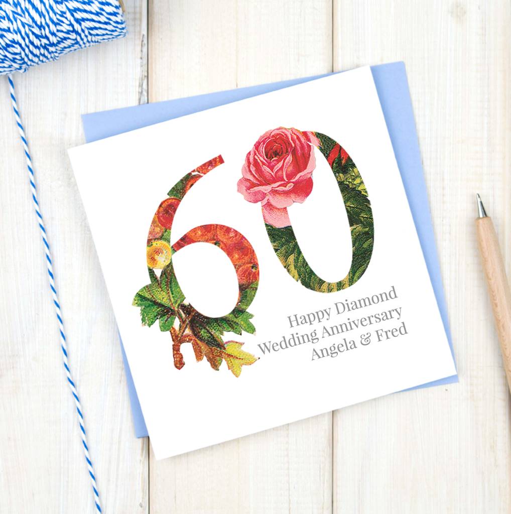 Personalised Diamond 60th Wedding Anniversary Card By Chi Chi Moi Personalised Diamond 60th Wedding Anniversary Card By Chi Chi Moi