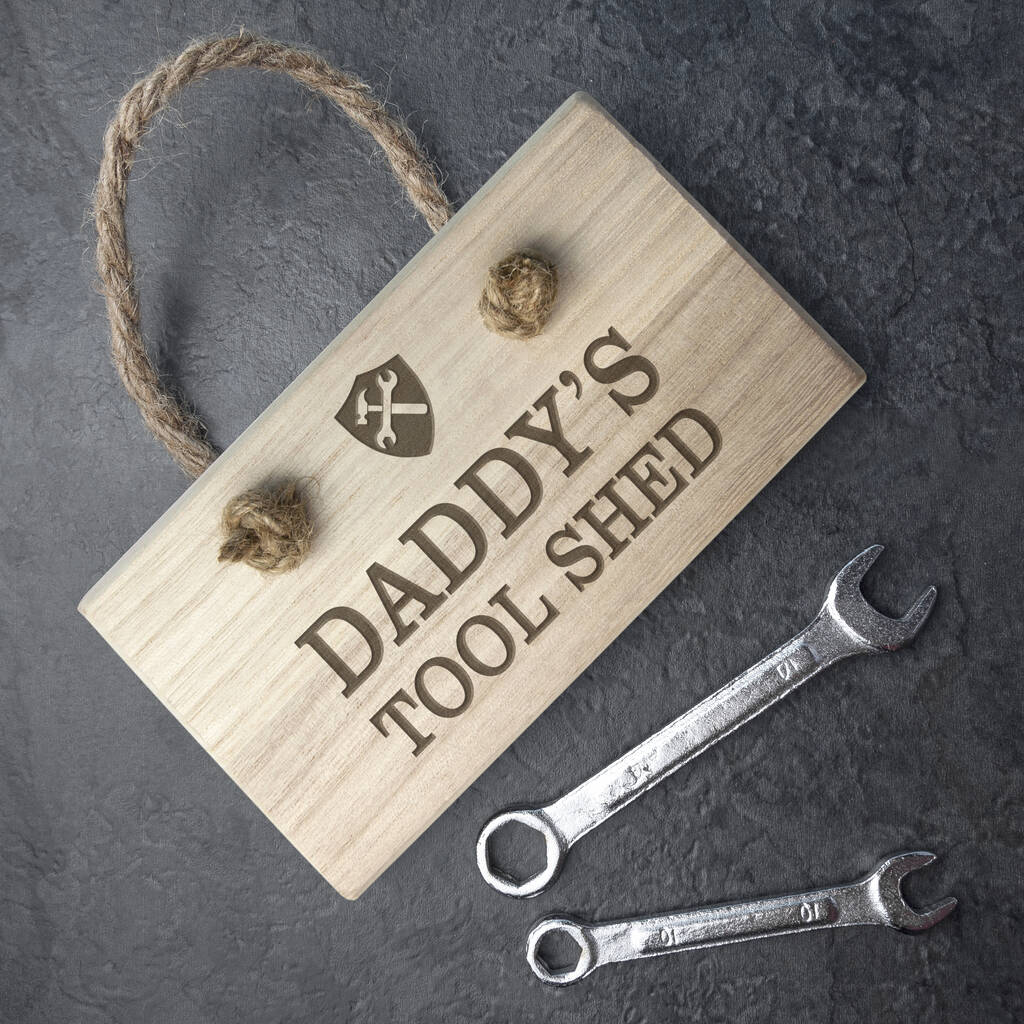 Personalised Dad's Wooden Tool Shed Sign By JUNGLEY