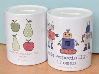 Personalised Money Box Various Designs By Pear Derbyshire ...