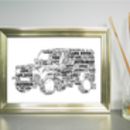 Personalised Print Of A Land Rover Van By Unique Word Art ...