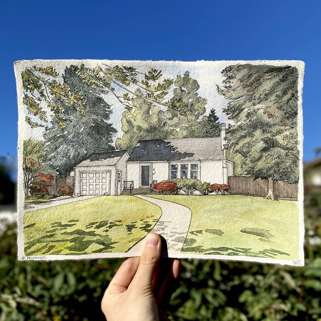 Personalised House Illustration In Watercolour By draw the line ...
