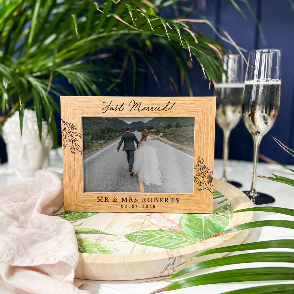 Personalised Just Married Photo Frame Wedding Gift By Secret Creation ...