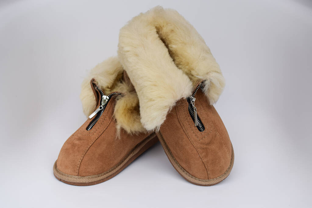 Genuine Sheepskin Slippers With Zipper By Robert's Rugs ...