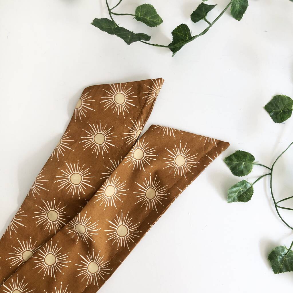 Gleaming Sun Print Headband Extra Wide Wire Headband By Mustard Monday