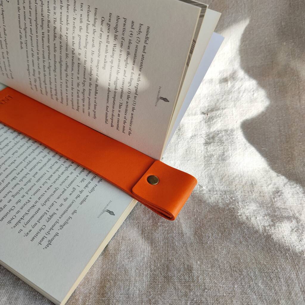 Personalised Orange Leather Bookmark By Wild Origin ...