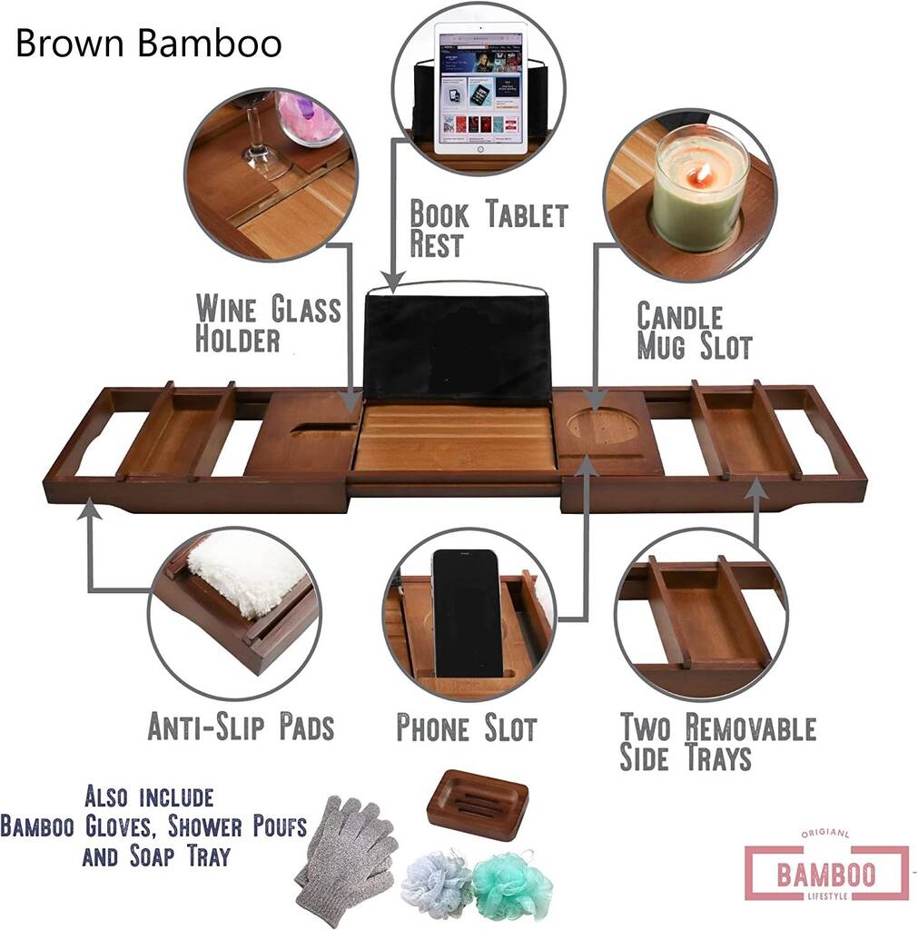 Wood Home Spa Bathtub Caddy Bath Tray By Momentum | notonthehighstreet.com