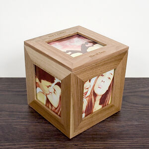 Personalised Oak Couples Photo Cube Keepsake Box By JUNGLEY ...