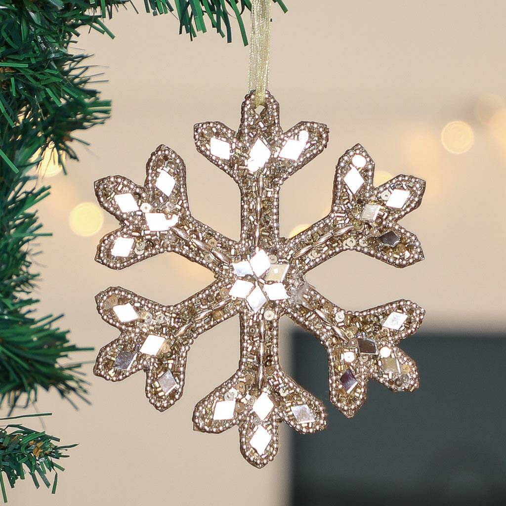 Set Of Three Handmade Snowflake Christmas Tree Baubles By Dibor ...