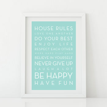 House Rules Print By Leonora Hammond | notonthehighstreet.com