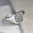 mens silver fingerprint signet ring by hold upon heart ...