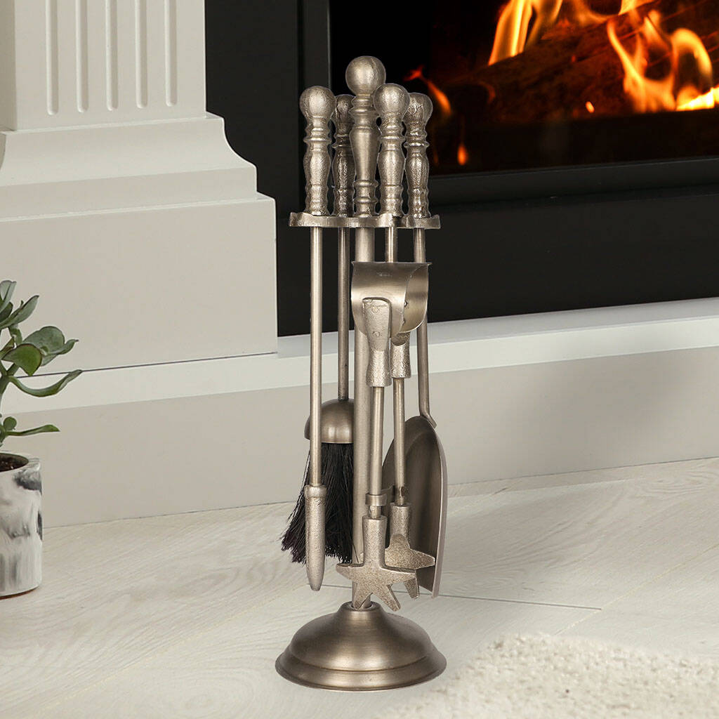 Antique Pewter Fireplace Companion Set By Dibor | notonthehighstreet.com