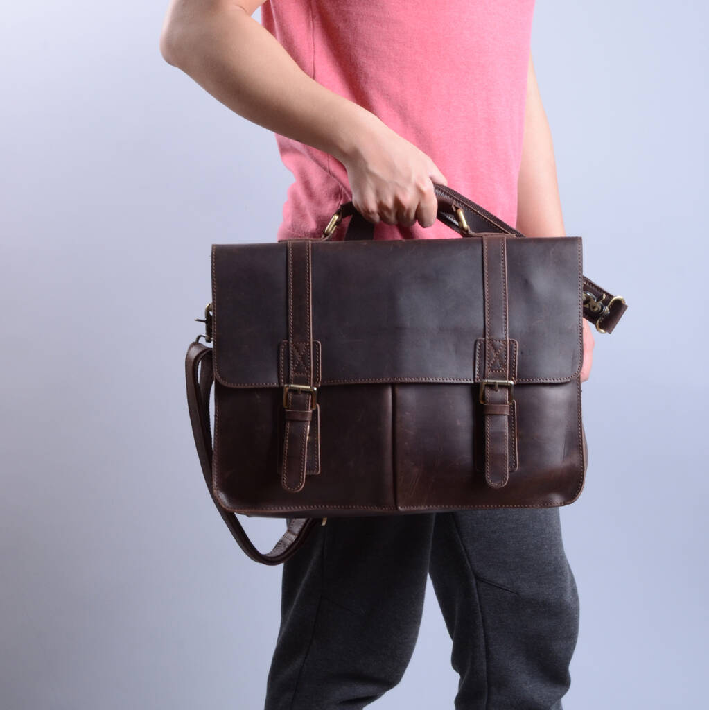 Worn Look Genuine Leather Briefcase By EAZO | notonthehighstreet.com