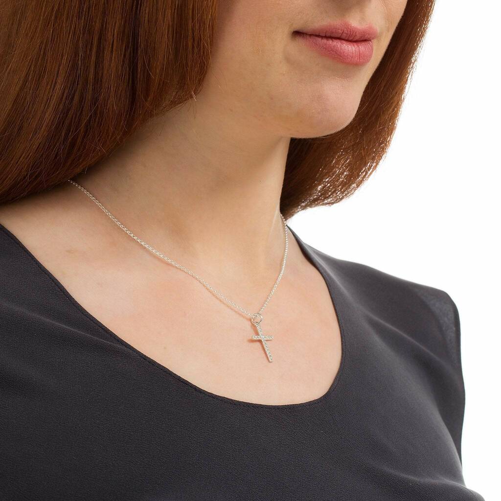 Sterling Silver Crystal Cross Necklace By Lily Charmed ...