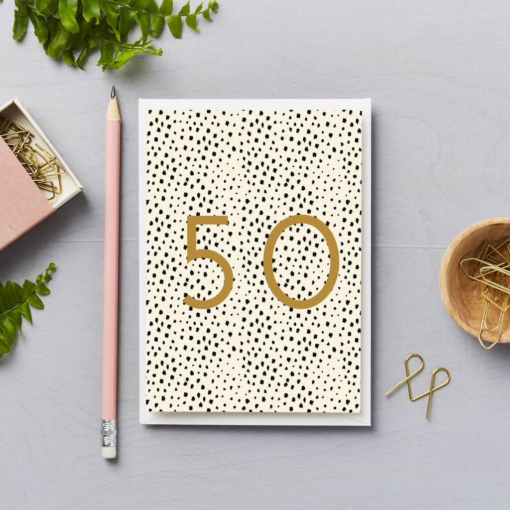 50th Birthday Card Gold Foil With Black Pattern By Lucy Says I Do ...