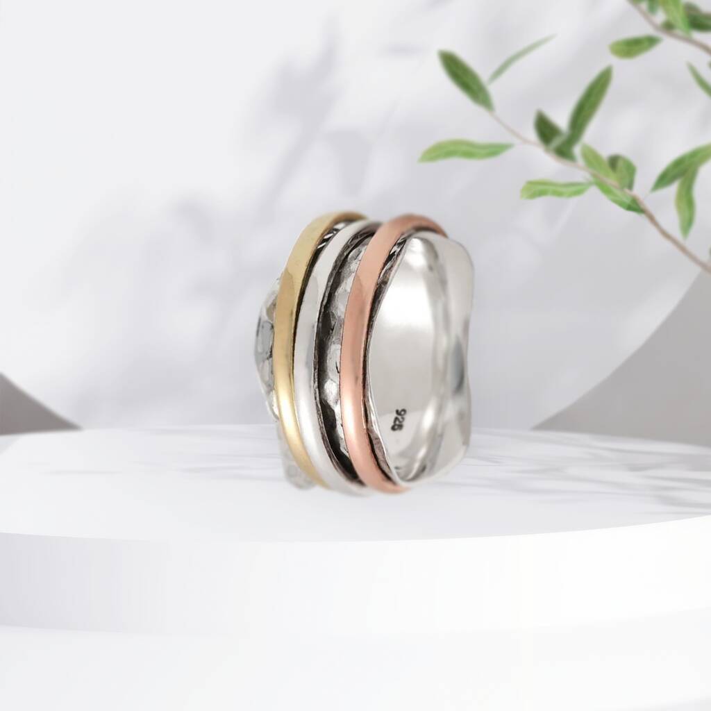 Personalised Mixed Wave Spinner Ring In Sterling Silver By Songs of Ink ...