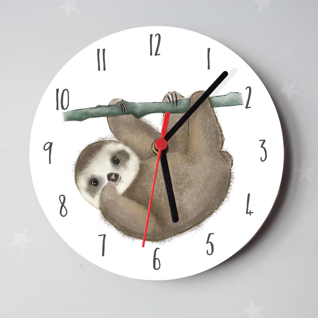 Baby Sloth Personalised Clock By Donna Crain | notonthehighstreet.com