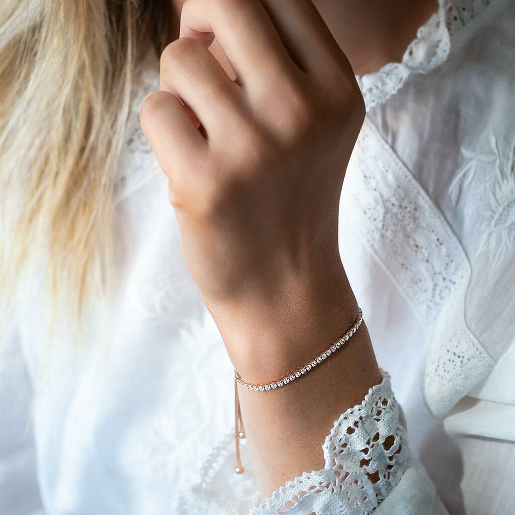 Sterling Silver Crystal Personalised Slider Bracelet By Bloom Boutique ...