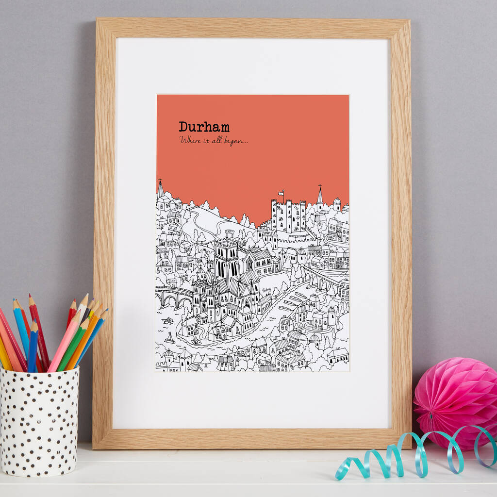 Personalised Durham Print By Tessa Galloway Illustration ...