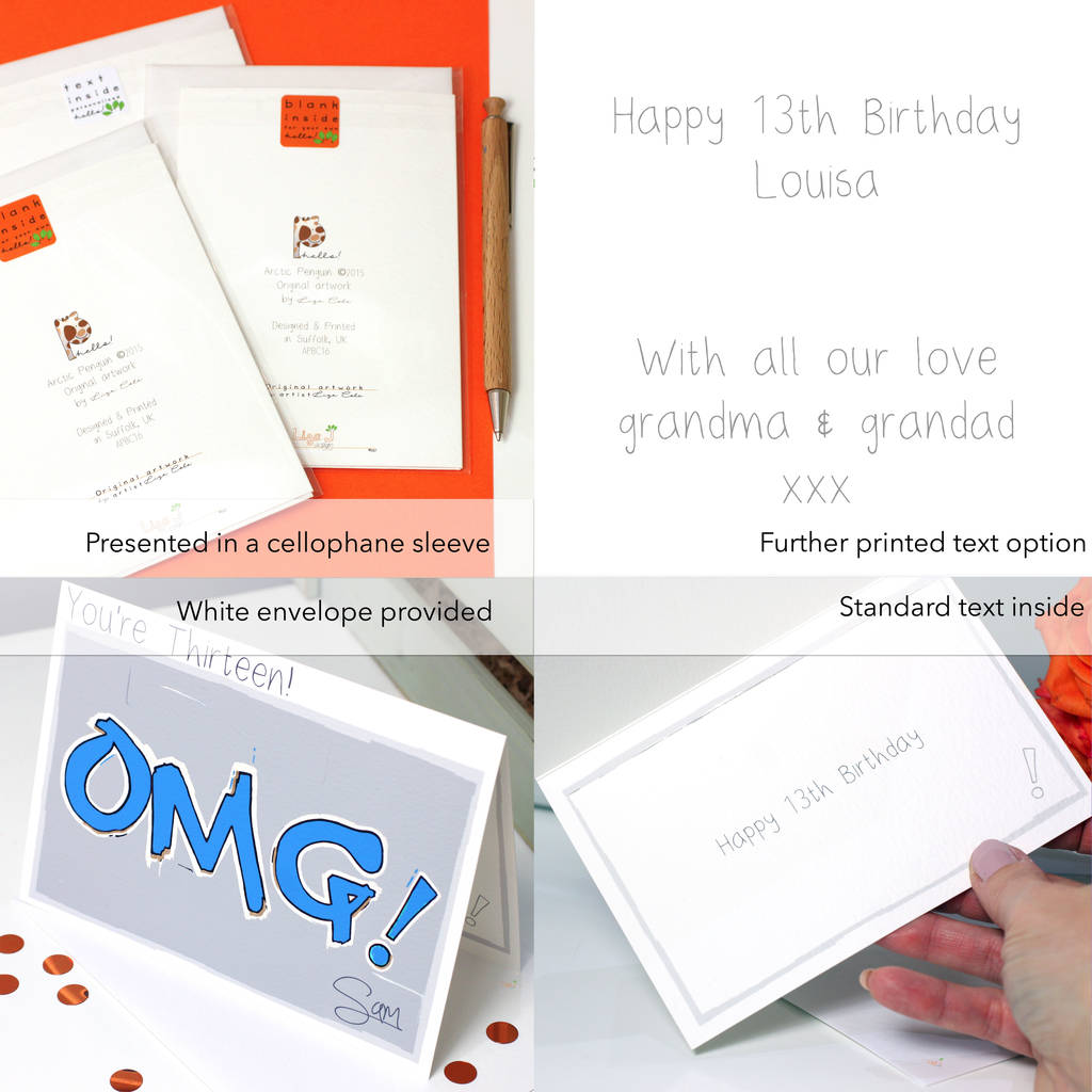 Personalised Omg Teenager 13th Birthday Card By Liza J Design ...