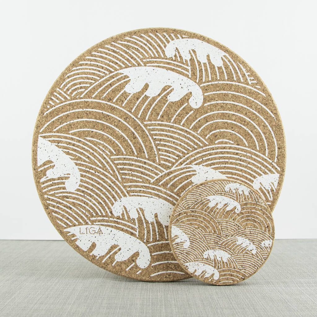 Wave Cork Mats By LIGA | notonthehighstreet.com
