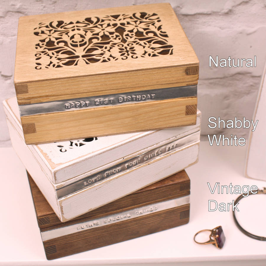 personalised wooden filigree trinket box by warner's end ...