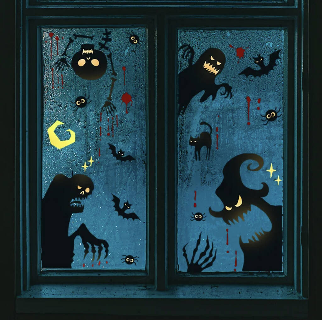 New! Halloween Pumpkin Ghosts Witches Removable Wall/ Window Stickers ...